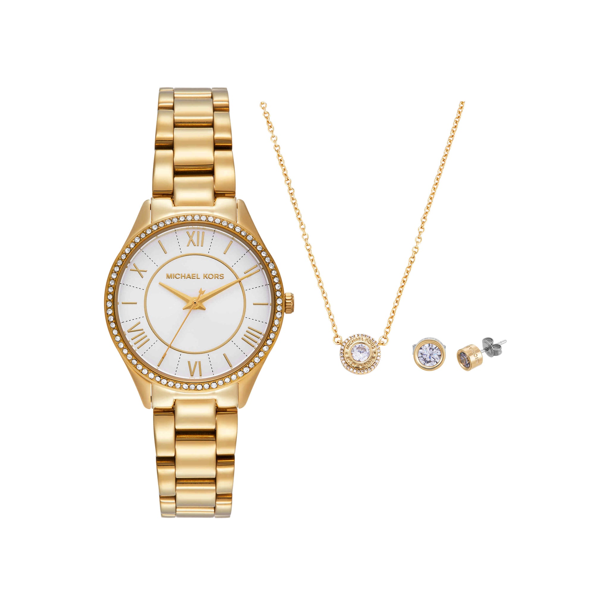 Michael Kors Lauryn Gold Tone Analogue Watch MK4849SET Michael Kors Lauryn Gold Tone Analogue Watch MK4849SET