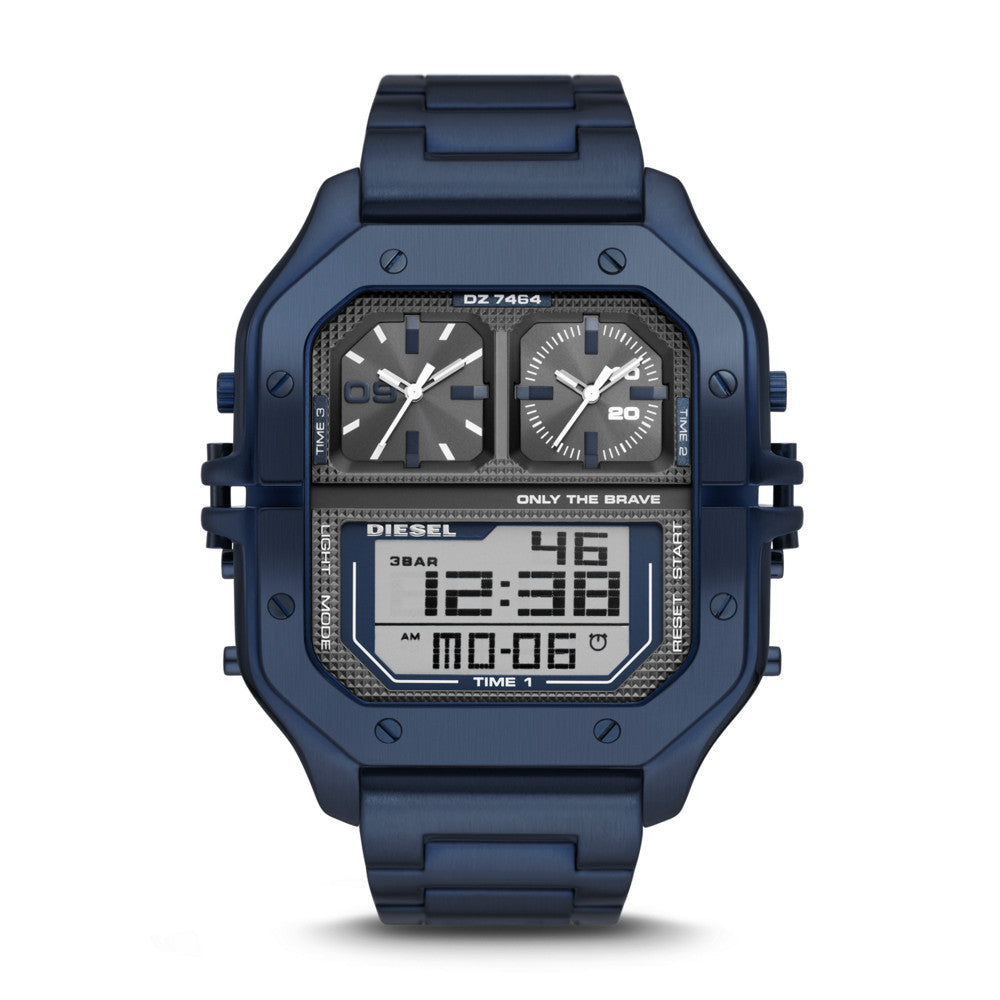 Diesel Clasher Digital Blue-Tone Stainless Steel Watch DZ7464 – Watch ...